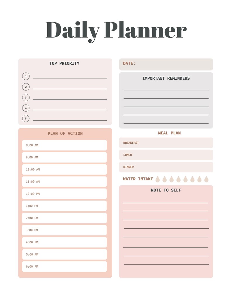 Neutral Daily Planner Printable Instant Download - Etsy