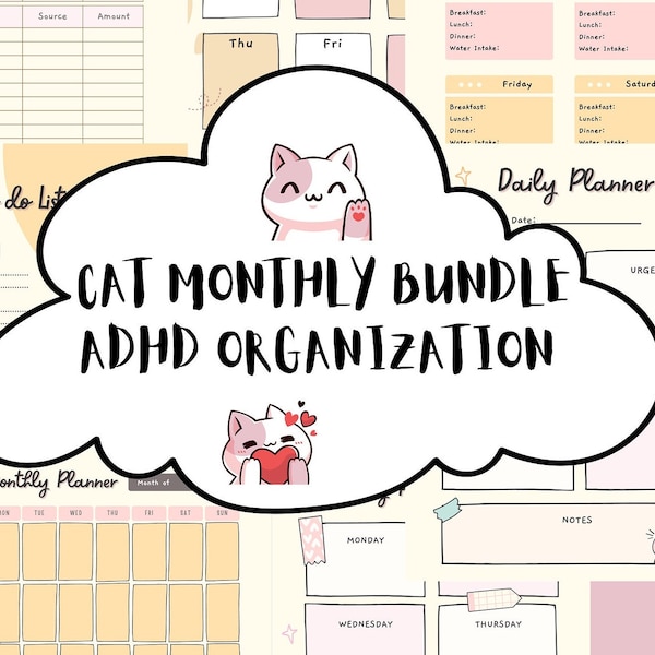 Cat Themed Monthly Planner - Etsy