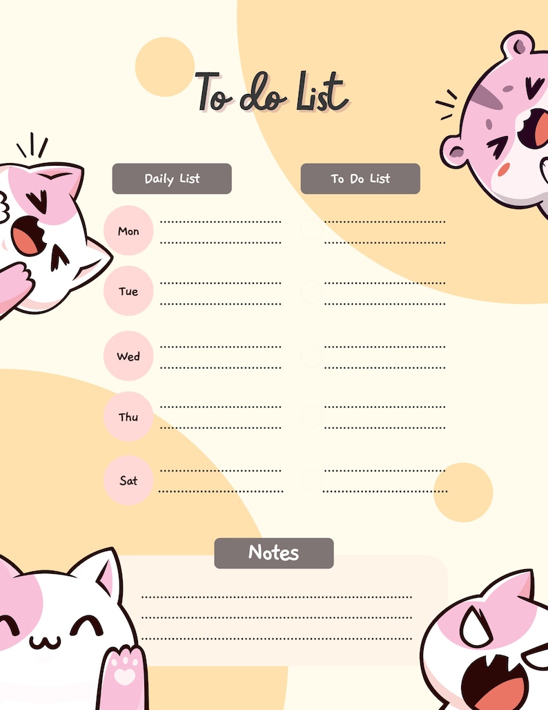 UNDATED Cute Cat Themed Monthly ADHD Planner Digital & - Etsy