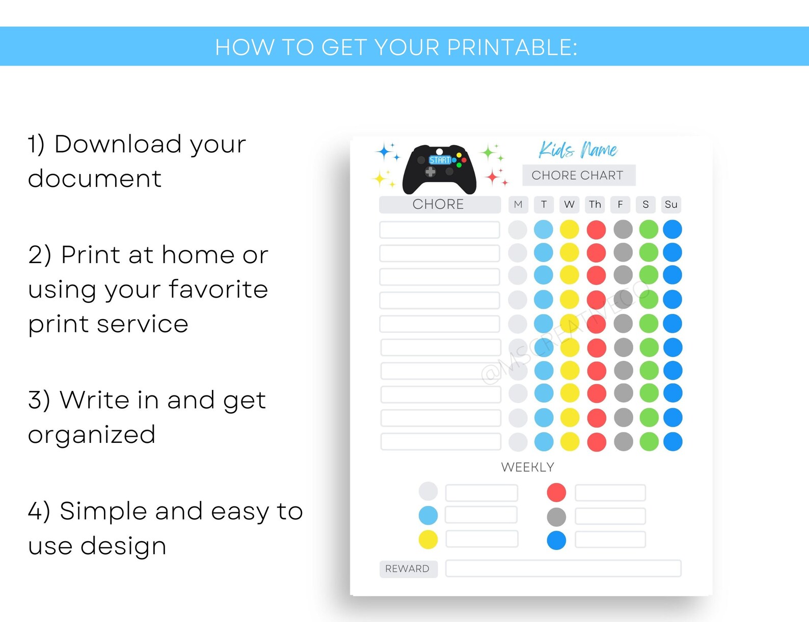 Boys Chore Chart | Video Game Chore Chart | Editable | Kid's Schedule ...