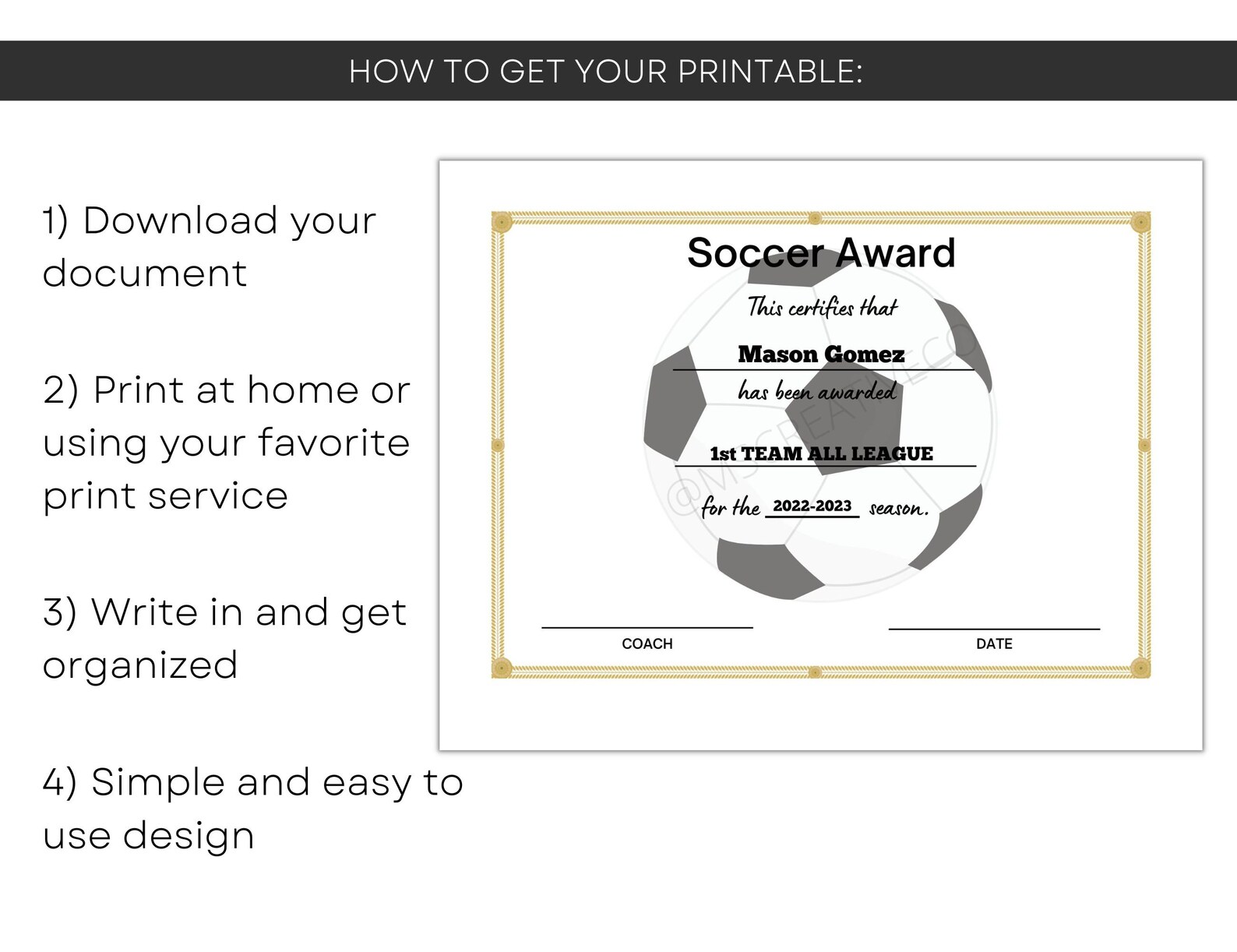 Soccer Certificate Sports Certificates Sports Award Certificates ...