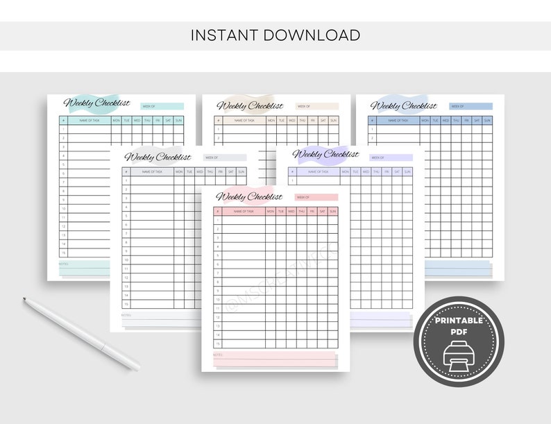 Weekly Checklist Printable | Weekly to Do List Checklist | Weekly List ...