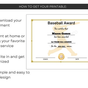 Baseball Certificate Sports Certificates Sports Award Certificates ...