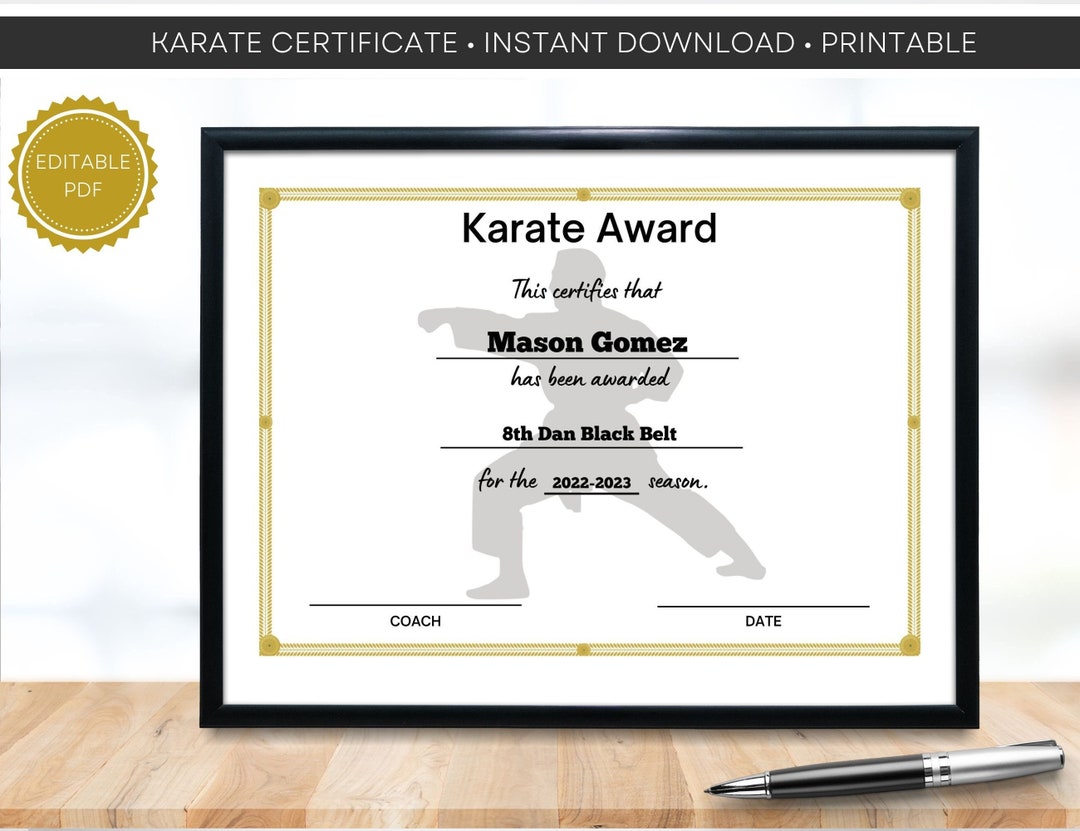 Karate Certificate Sports Certificates Sports Award Certificates ...