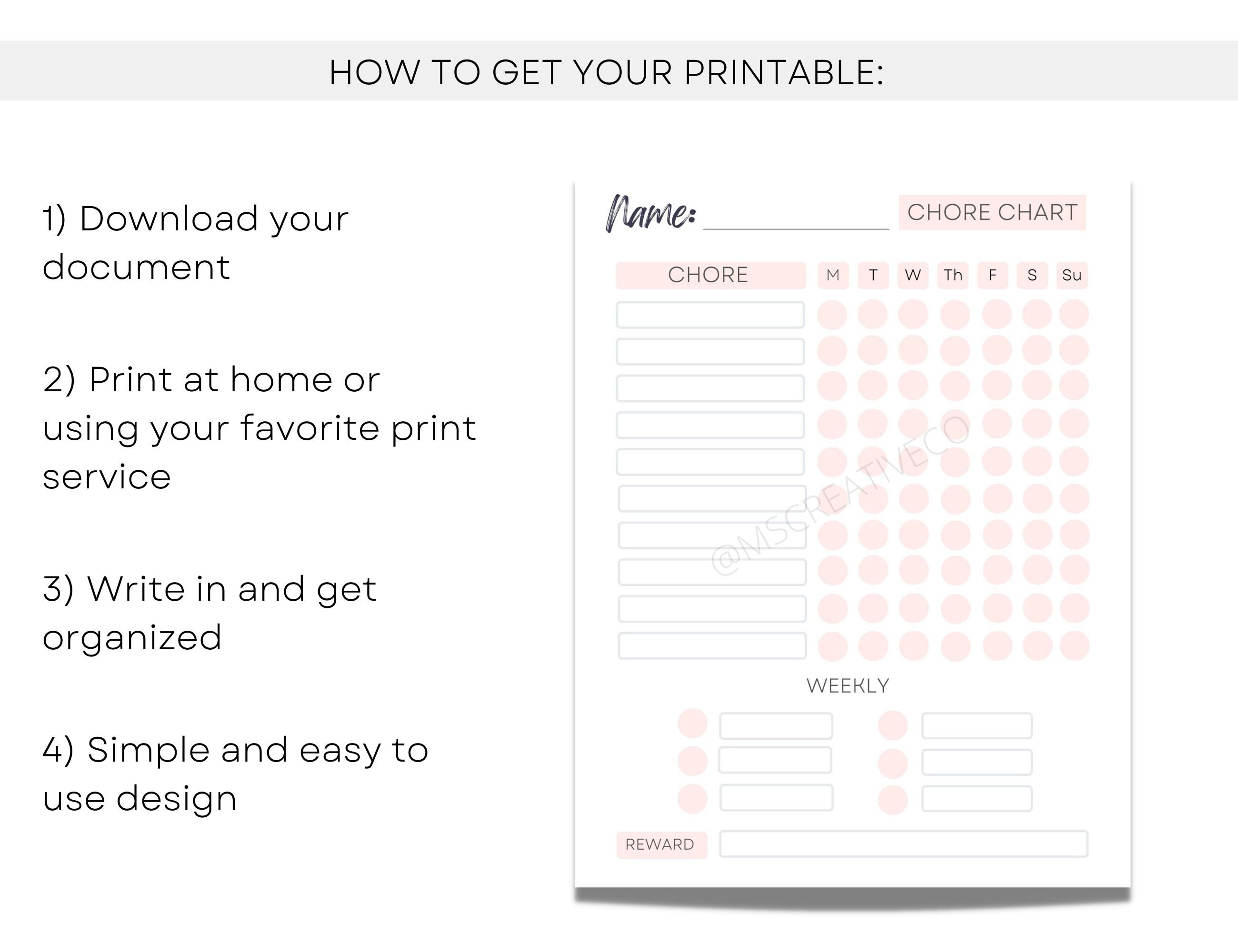 Kids Chore Chart Modern Chore Chart Editable Kid's Schedule Printable ...
