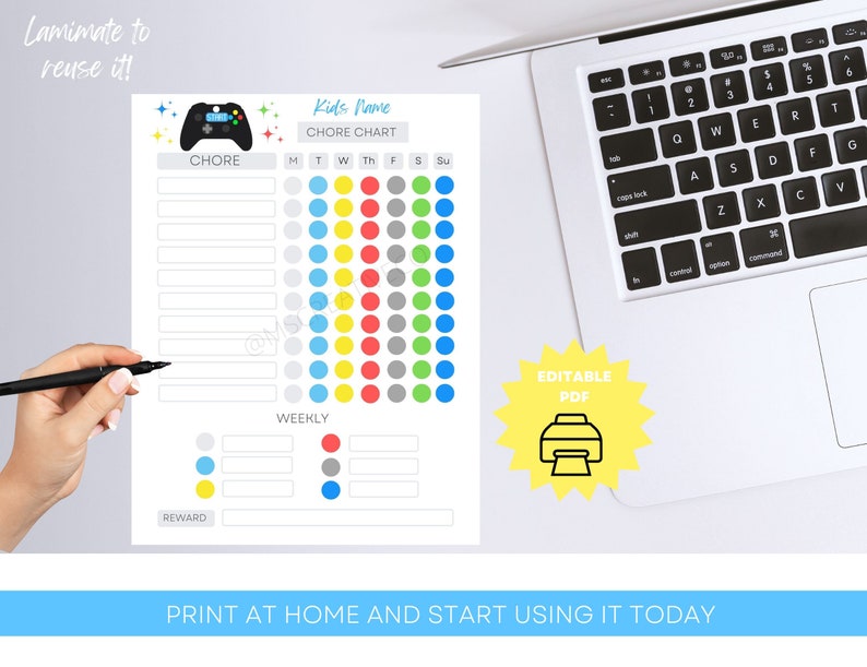Boys Chore Chart | Video Game Chore Chart | Editable | Kid's Schedule ...