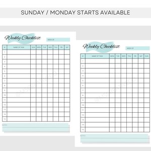 Weekly Checklist Printable | Weekly to Do List Checklist | Weekly List ...