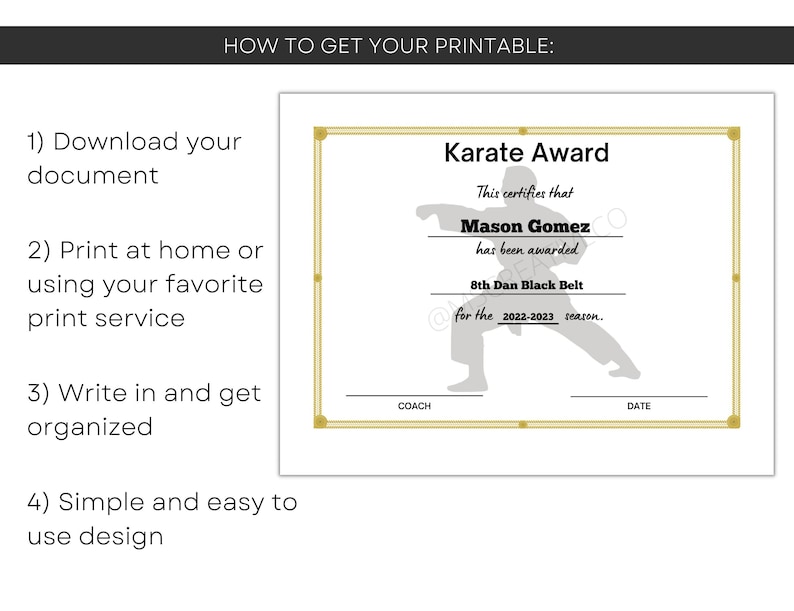 Karate Certificate Sports Certificates Sports Award Certificates ...