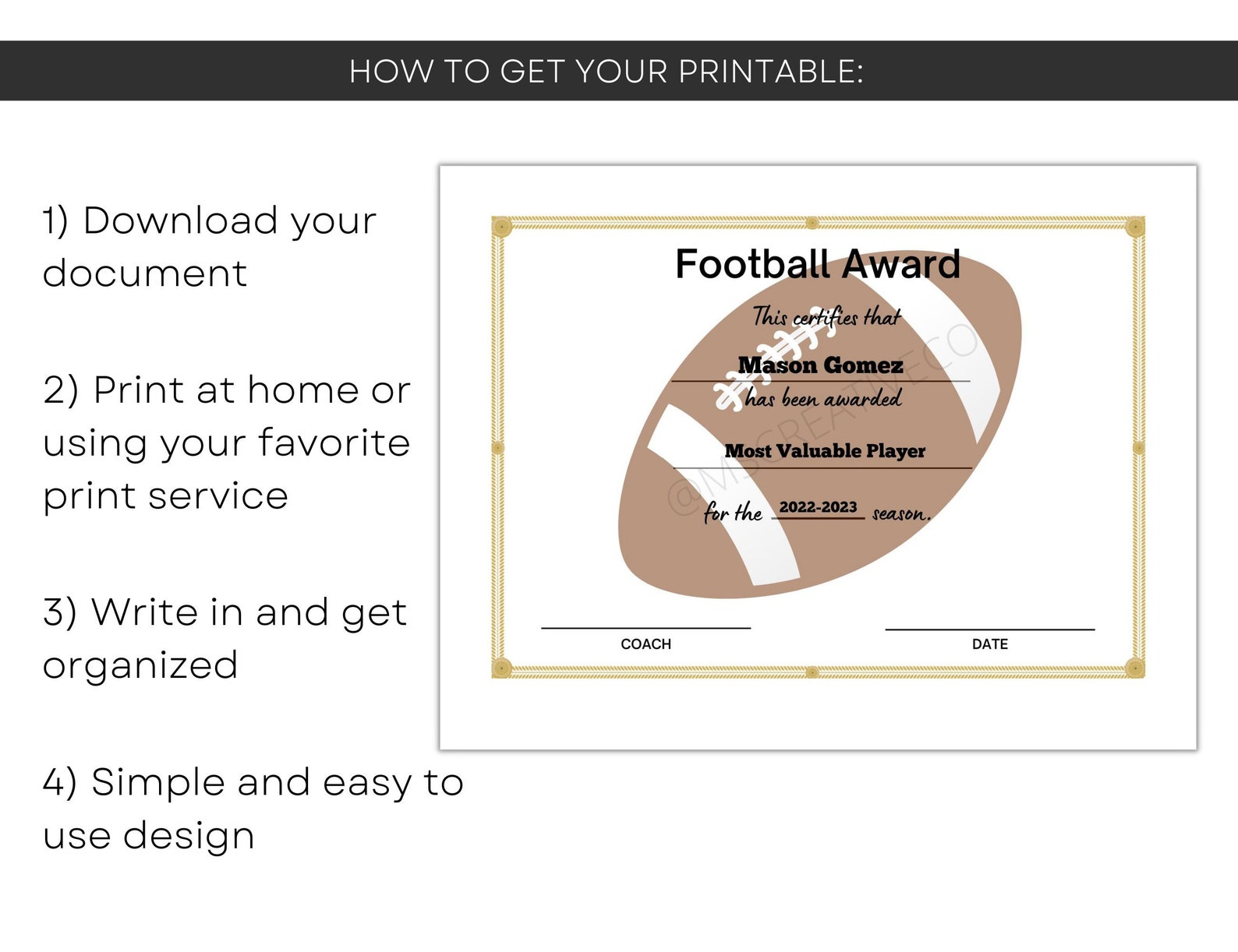 Football Certificate Sports Certificates Sports Award Certificates ...