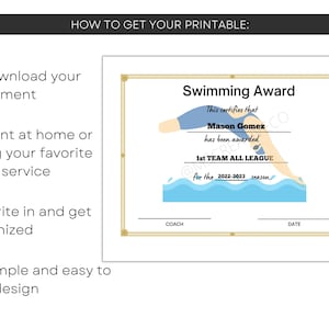 Swimming Certificate Sports Certificates Sports Award Certificates ...