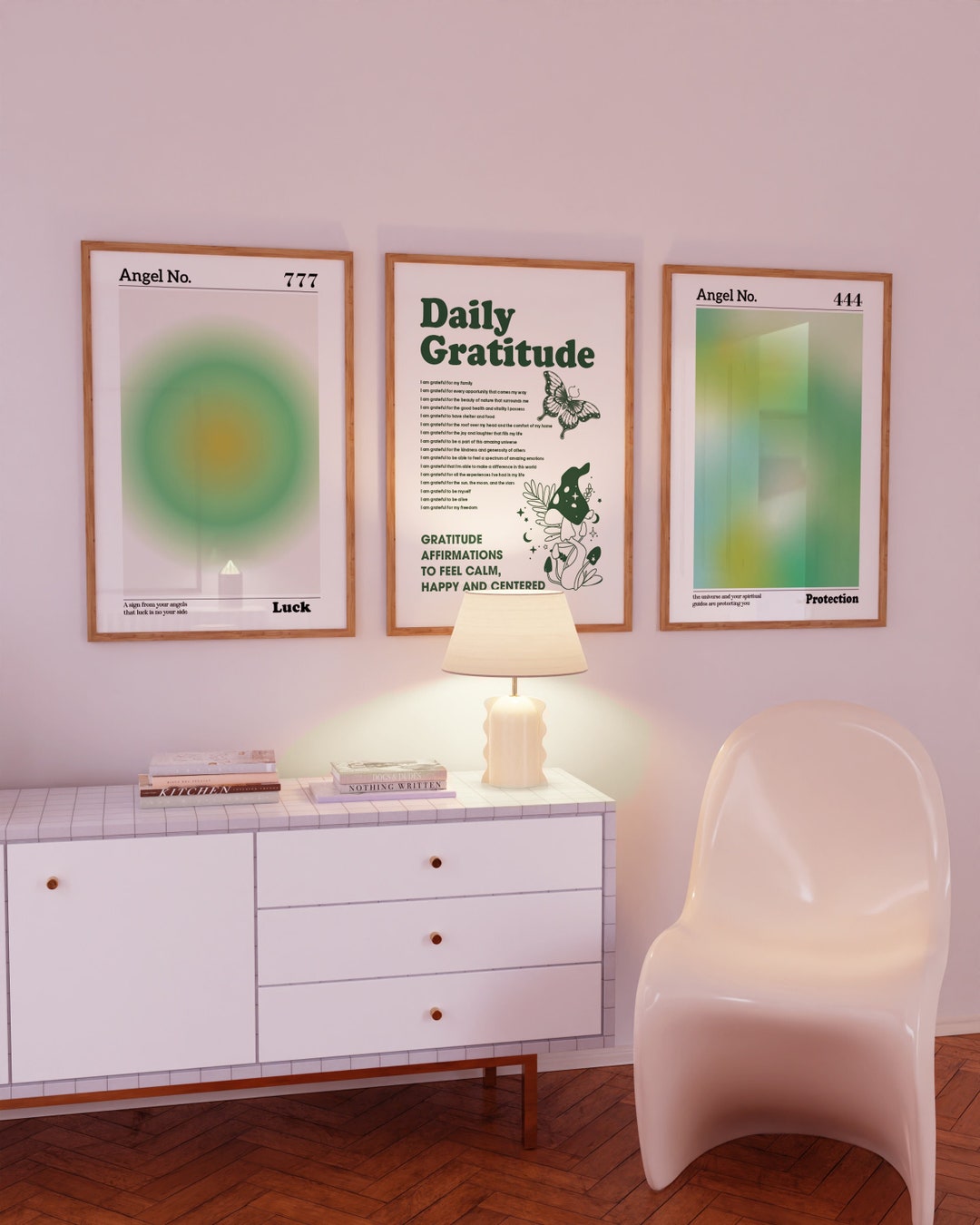Green Retro Poster Aura Poster Set of 3 Grainy Gradient - Etsy