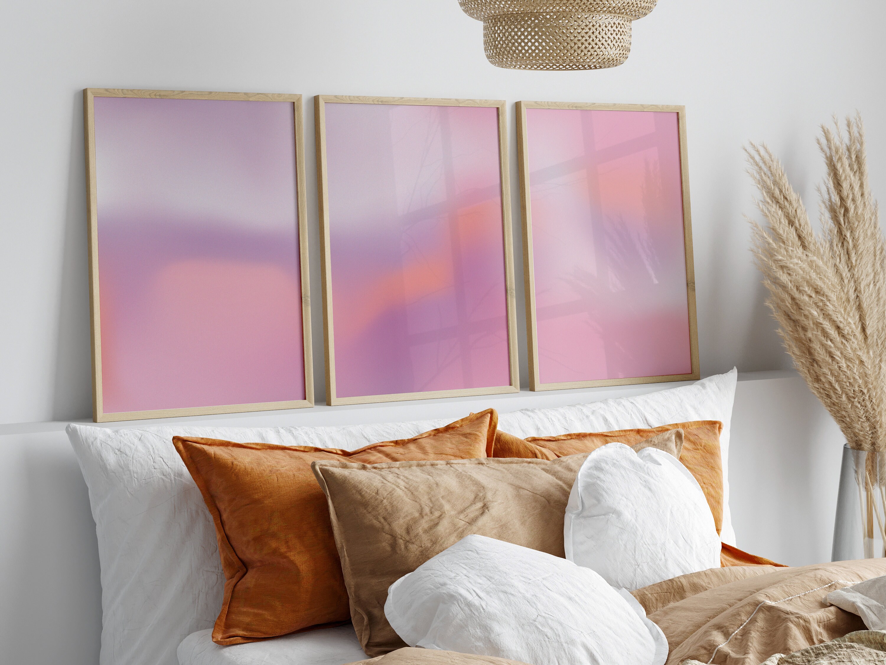 Pink Aura Poster Gradient Tryptic Wall Art Abstract Pink - Etsy