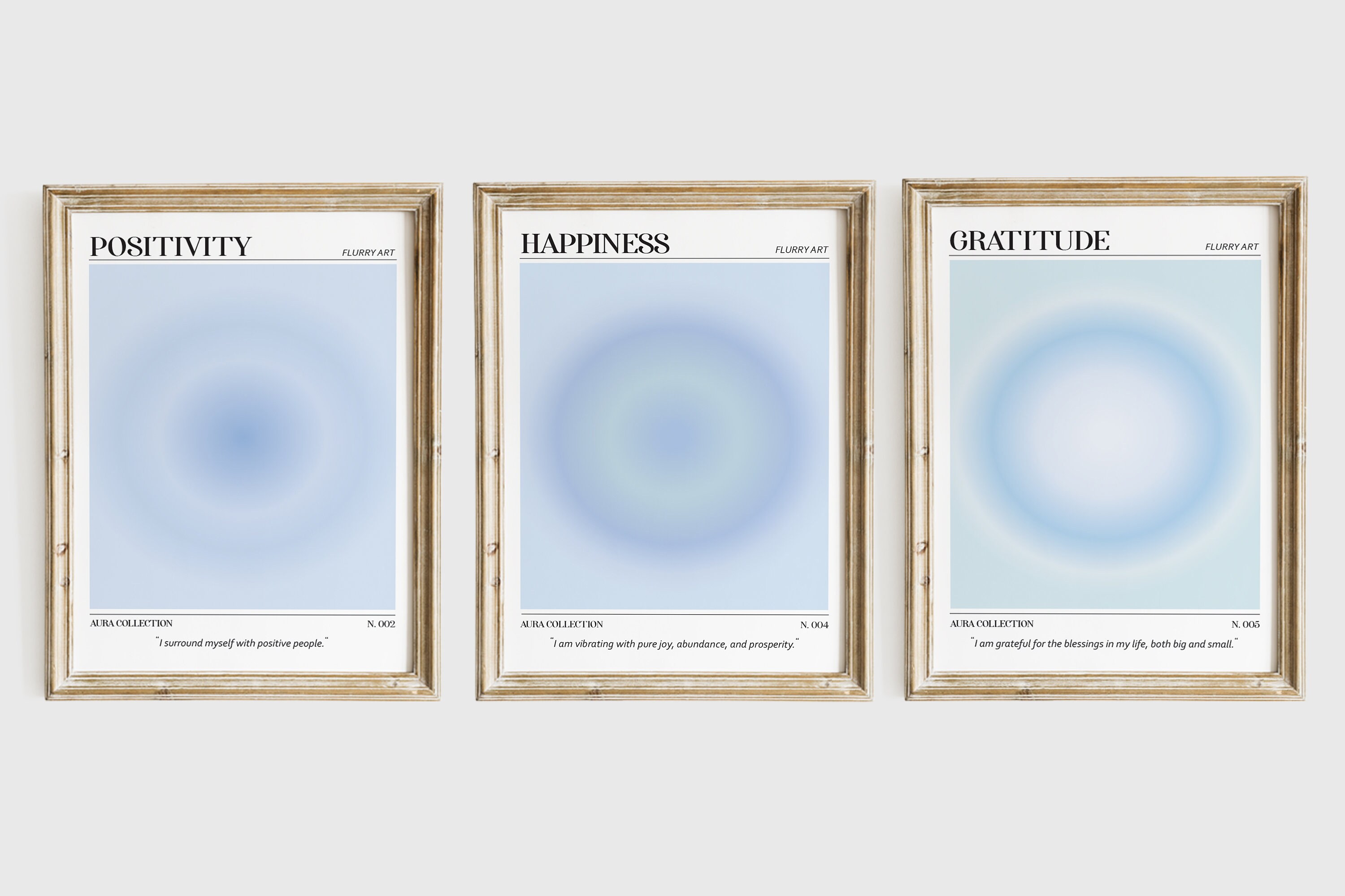Blue Positive Aura Poster Set of 3 Grainy Gradient Spiritual - Etsy