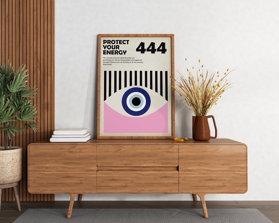 Angel Number Poster 444 Protection Bauhaus Printable Evil Eye Poster ...