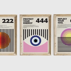 Angel Number Poster 222 444 666 Bauhaus Style Set of 3 - Etsy Canada