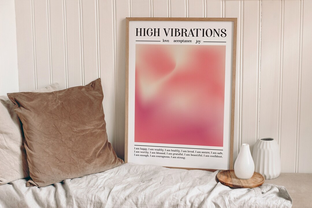 High Vibration Print Aura Poster Pink Grainy Gradient Art High ...
