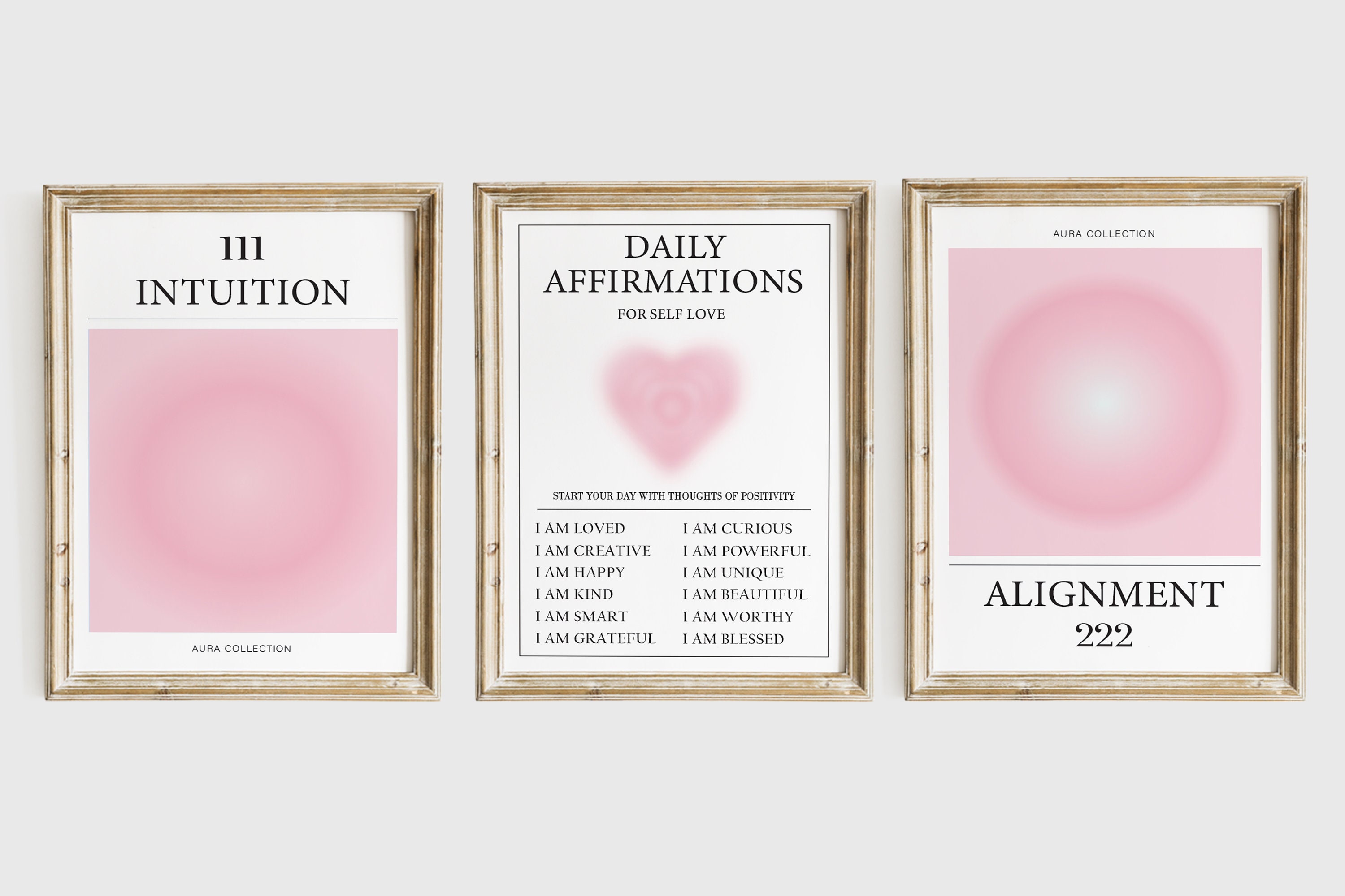 Positive Aura-Poster-Set mit 3 Affirmationen rosa Poster - Etsy.de