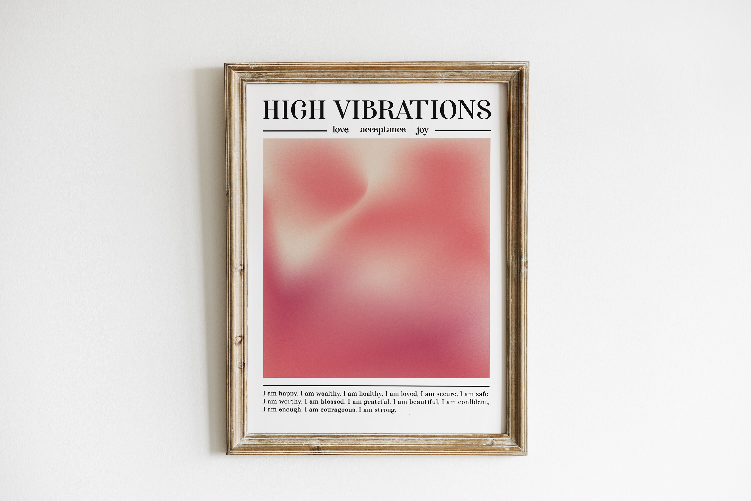 High Vibration Print Aura Poster Pink Grainy Gradient Art High - Etsy