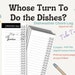 Dishwasher Log Chore Chart for Dishes - Printable PDF Download - Black ...