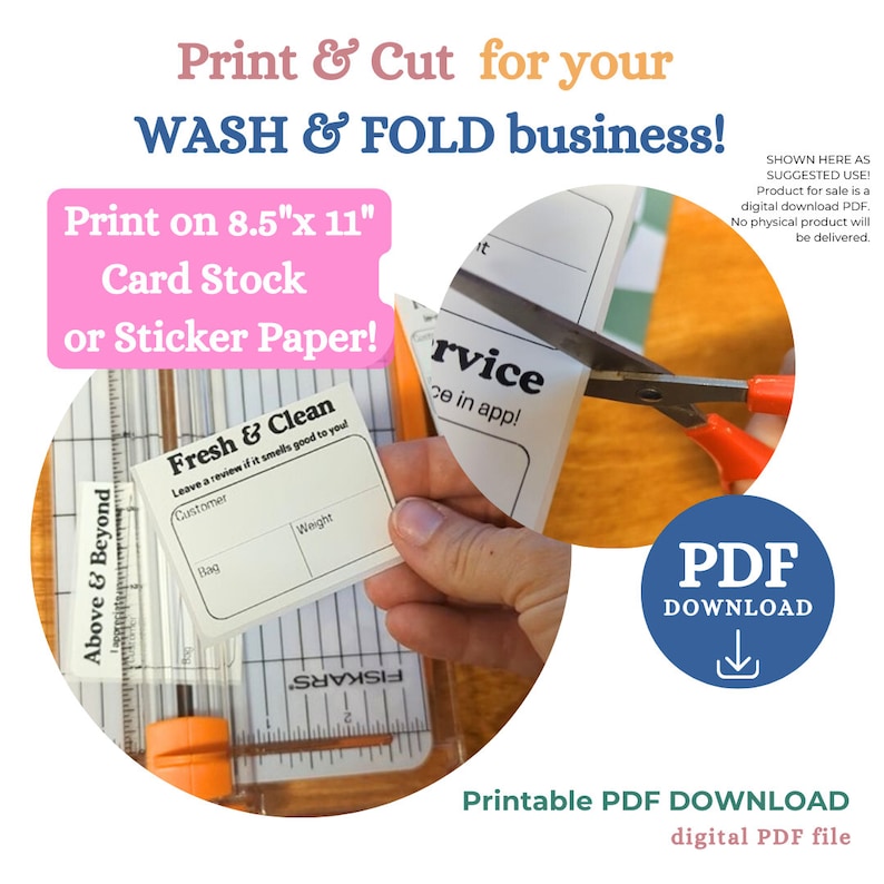 Printable Labels for WASH & FOLD Business - 8.5" X 11" Printable PDF ...