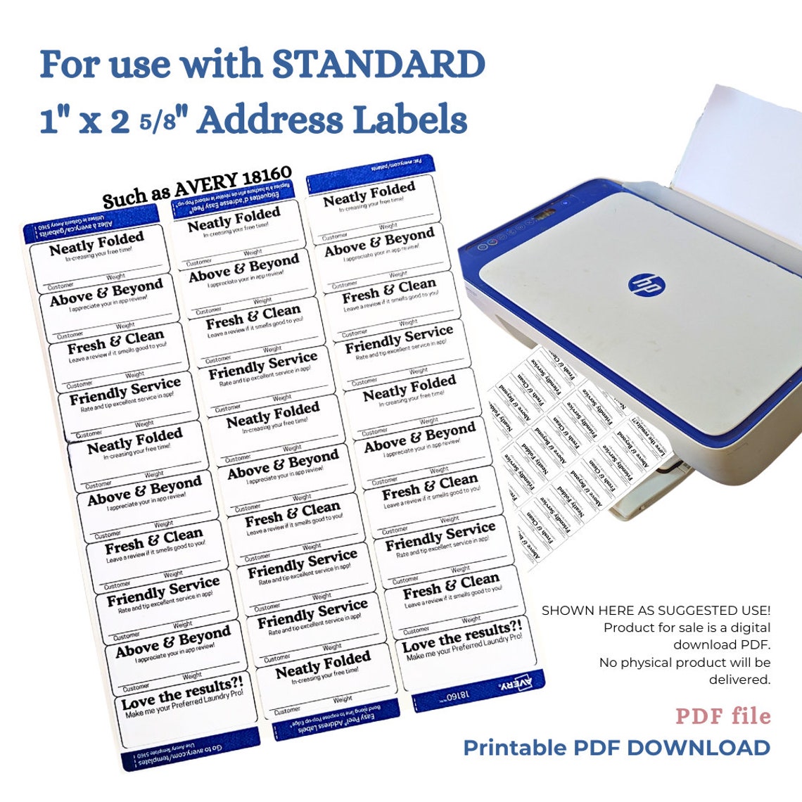 Printable Labels for Laundry Service - 8.5" X 11" PDF Download ...