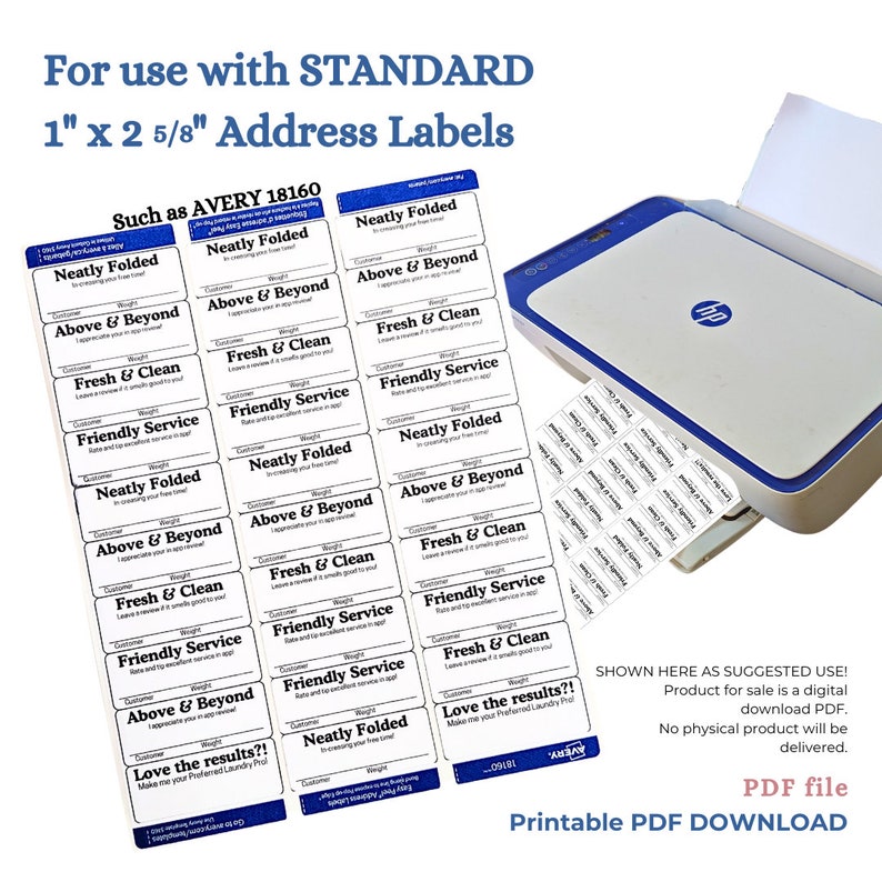 Printable Labels for Laundry Service - 8.5" X 11" PDF Download ...
