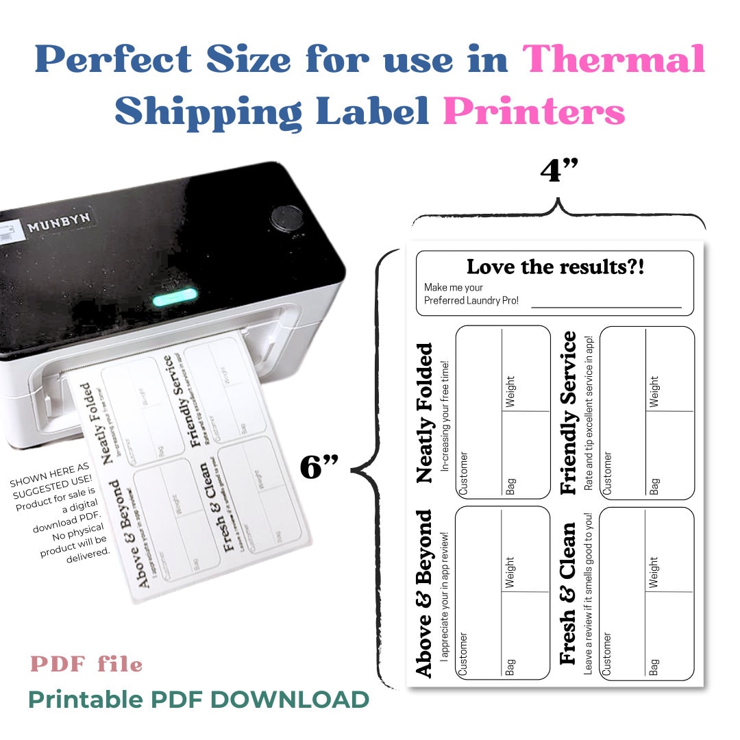 Printable 2" Labels for WASH & FOLD Business - Laundry Service App Bag ...