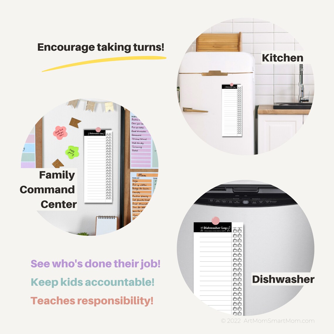 Dishwasher Log Chore Chart for Dishes - Printable PDF Download - Black ...