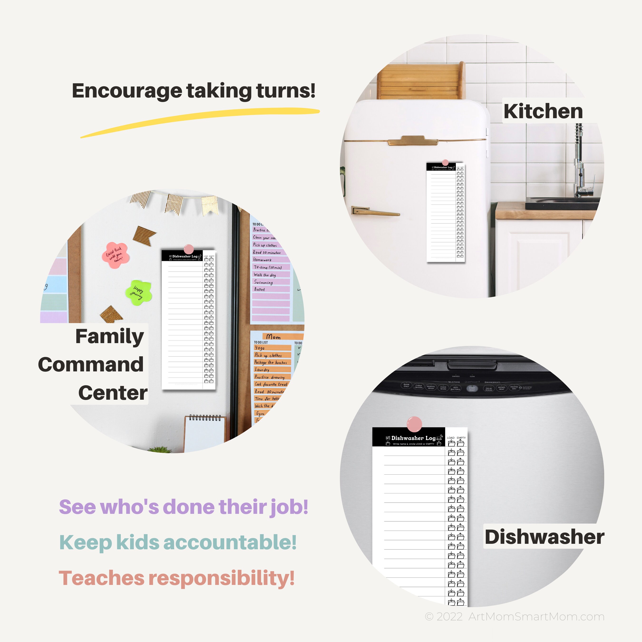 Dishwasher Log Chore Chart for Dishes - Printable PDF Download - Black ...