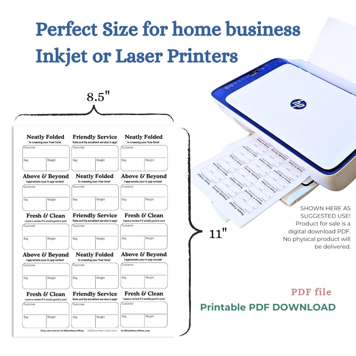 Printable Labels for WASH & FOLD Business - 8.5" X 11" Printable PDF ...