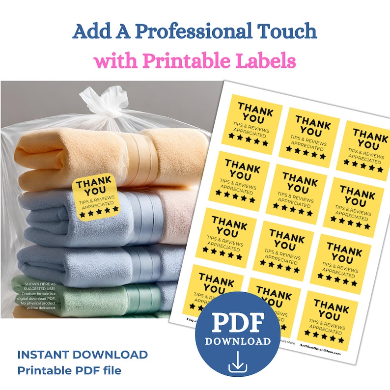 Printable Labels for Laundry Service - 8.5" X 11" PDF Download ...