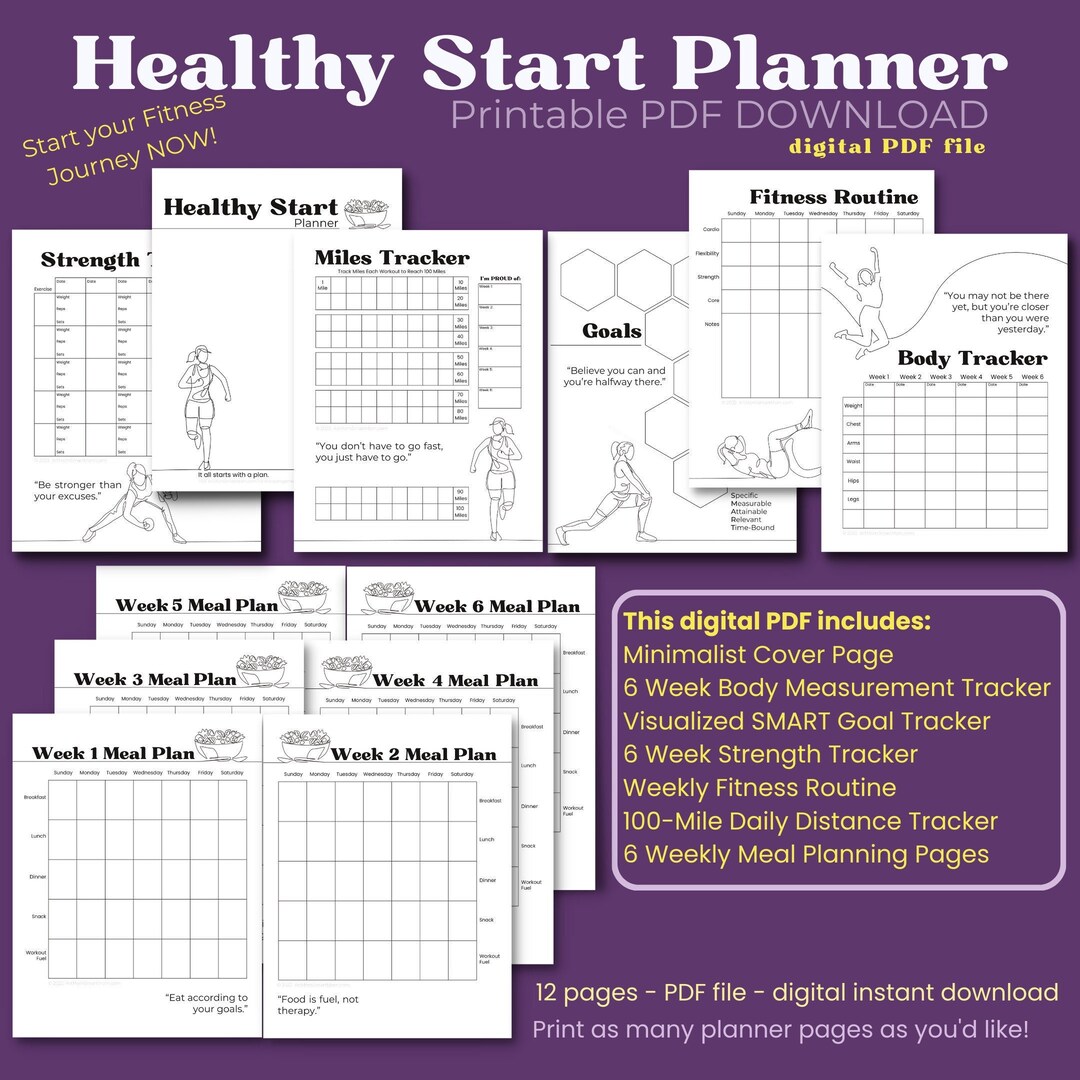 Healthy Start Planner Food & Fitness Tracker Meal Planner Weight Loss ...