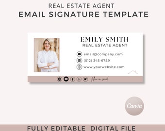 Editable Email Signature, Real Estate Agent Canva Template ...