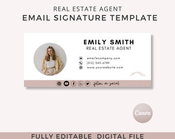 Editable Email Signature, Real Estate Agent Canva Template ...
