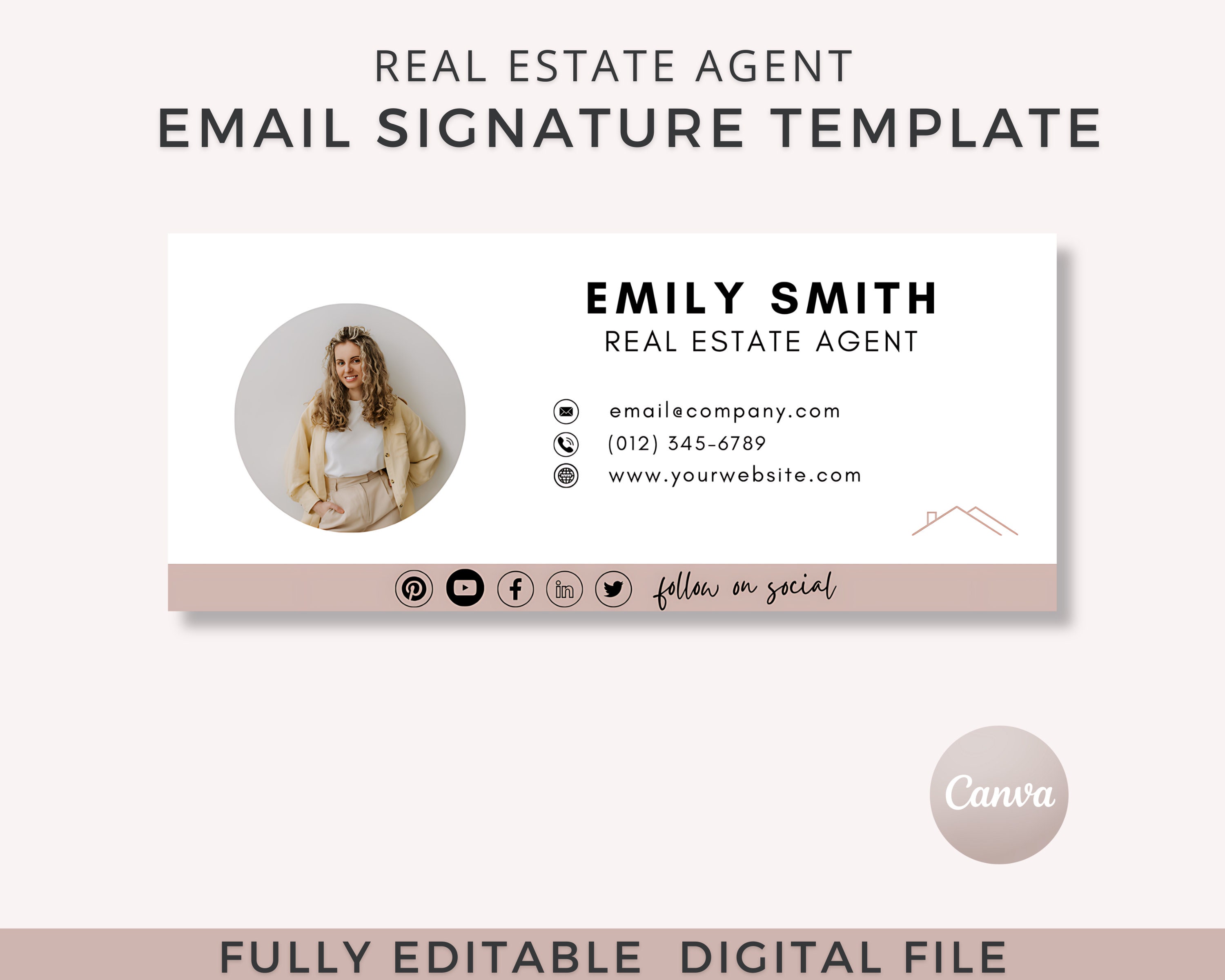 Editable Email Signature, Real Estate Agent Canva Template ...