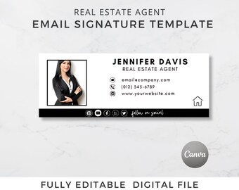 Editable Email Signature, Real Estate Agent Canva Template ...