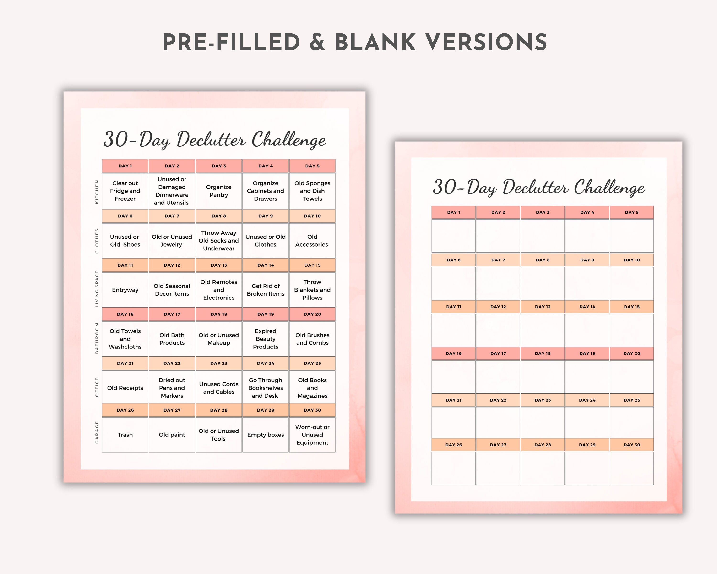 Editable Declutter Challenge, 30 Day Declutter Challenge, Deep Cleaning ...