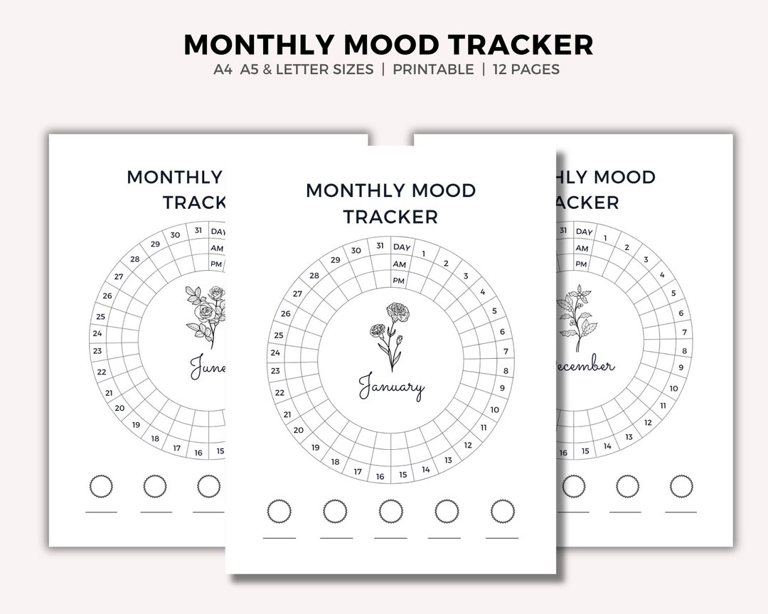 Mood Tracker Printable, Monthly Mood Tracking, Daily Tracker, Mood Log ...