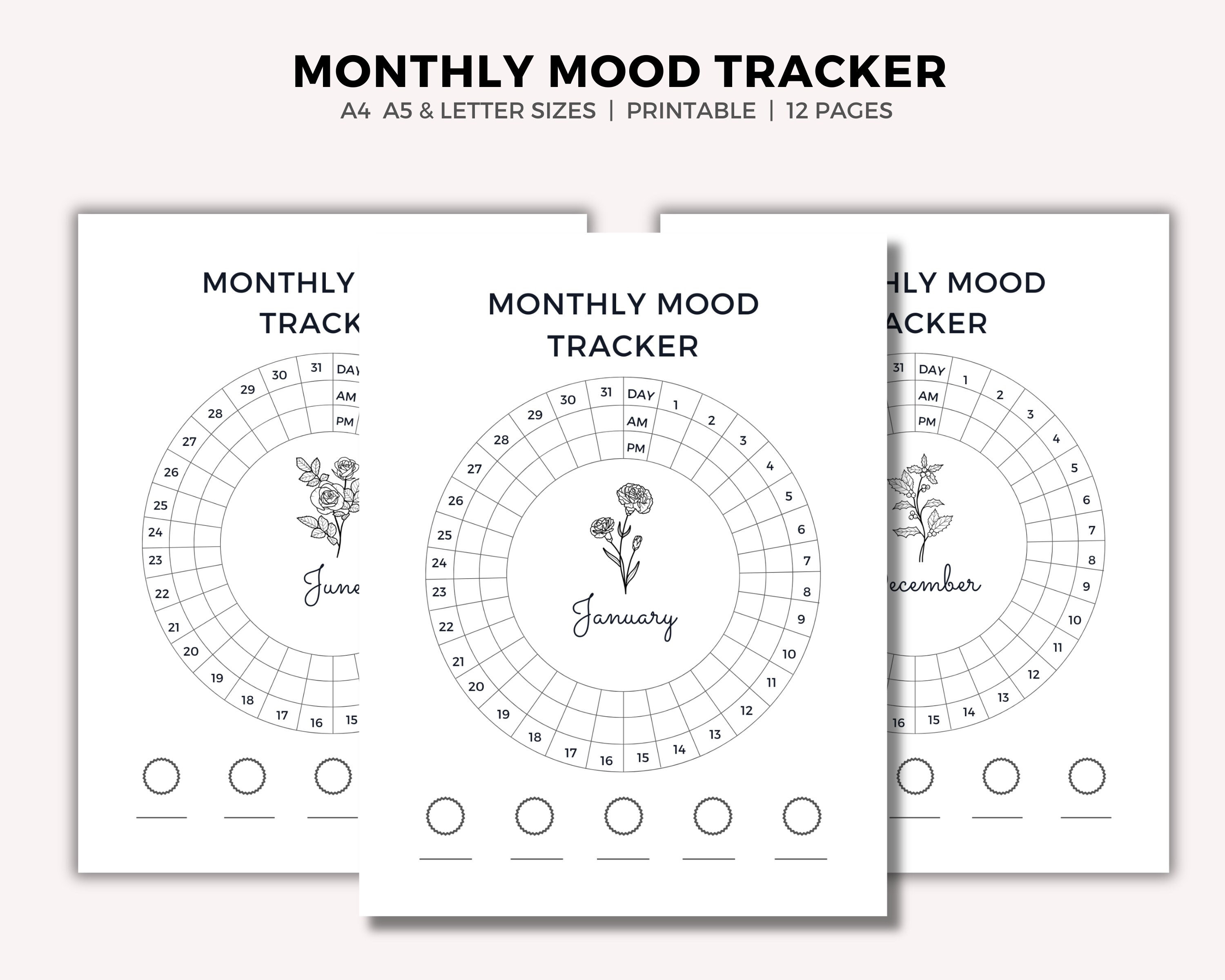 Mood Tracker Printable, Monthly Mood Tracking, Daily Tracker, Mood Log ...