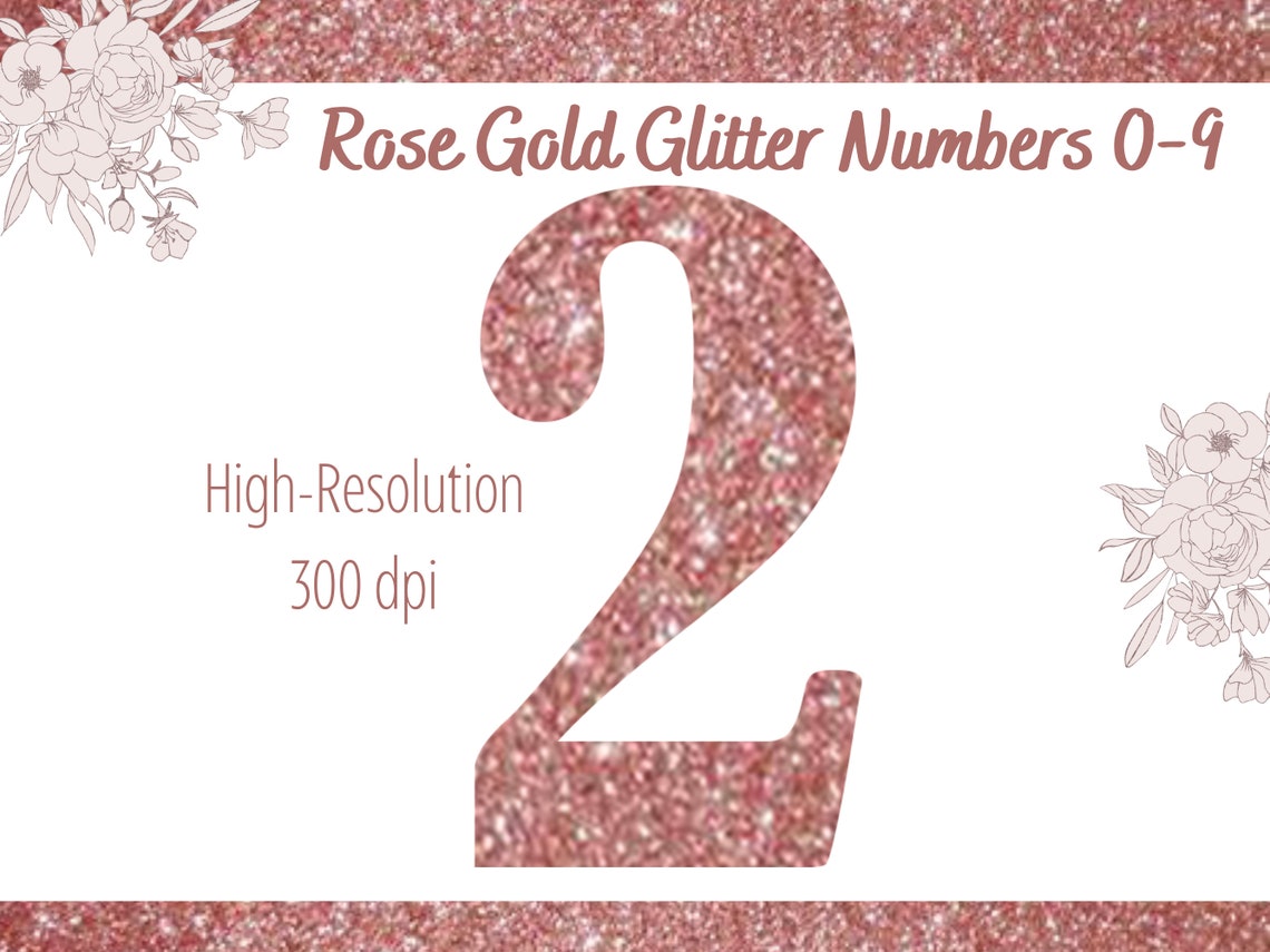Rose Gold Glitter Numbers Clipart Rose Gold Glitter Digital - Etsy
