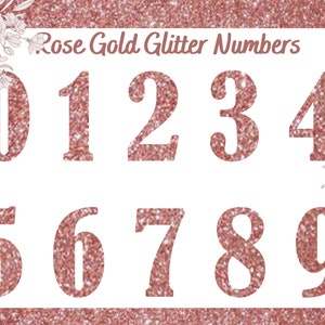 Rose Gold Glitter Numbers Clipart Rose Gold Glitter Digital - Etsy