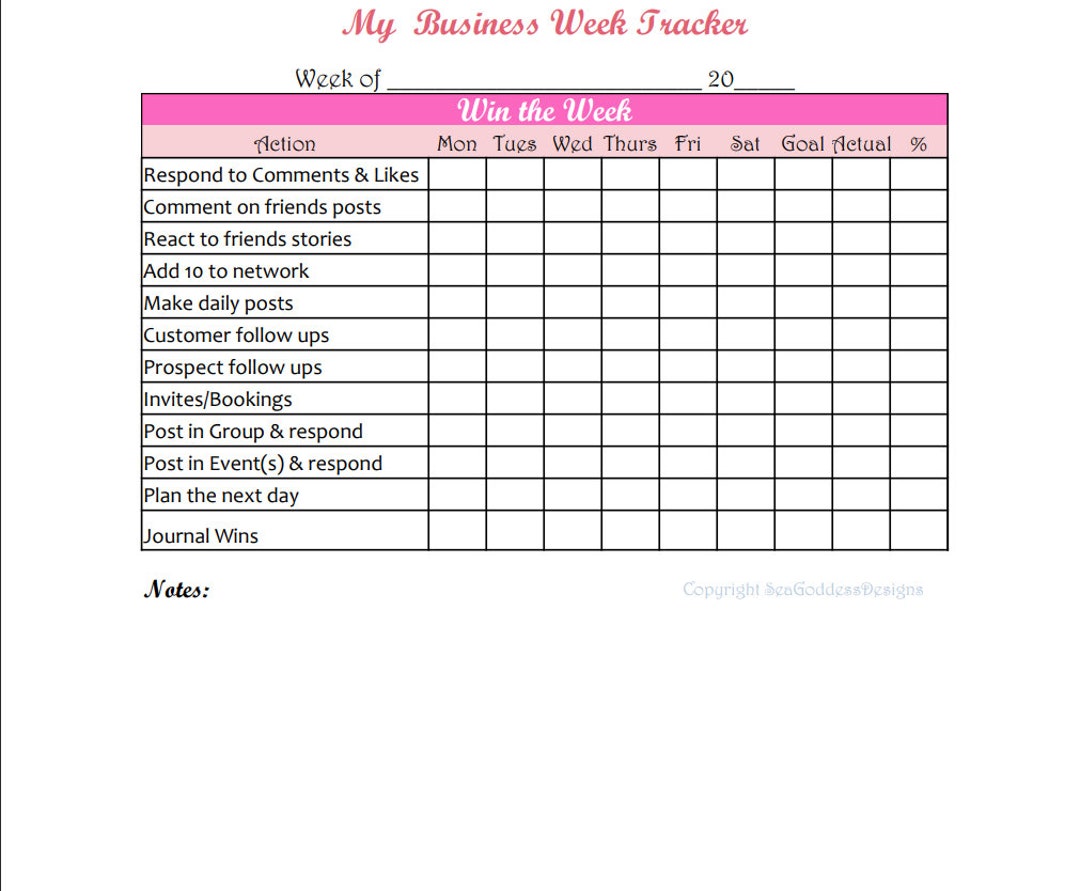 Business Weekly Tracker - Etsy