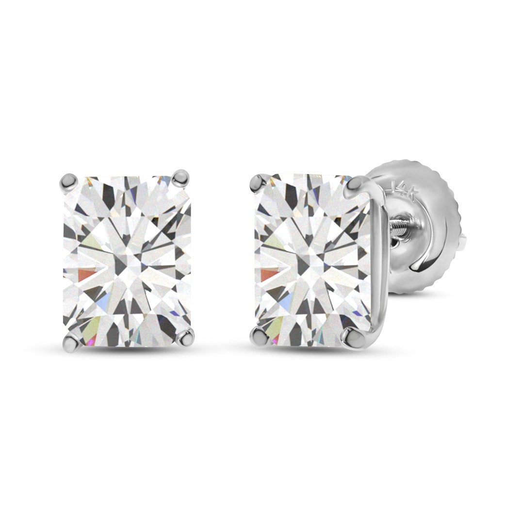 Lab Created Moissanite Radiant Cut Solitaire Stud Earrings - Etsy