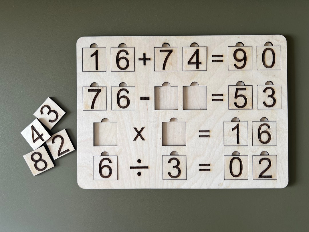 Math Board, Montessori Math Board, Montessori Math Puzzle, Wood Math ...