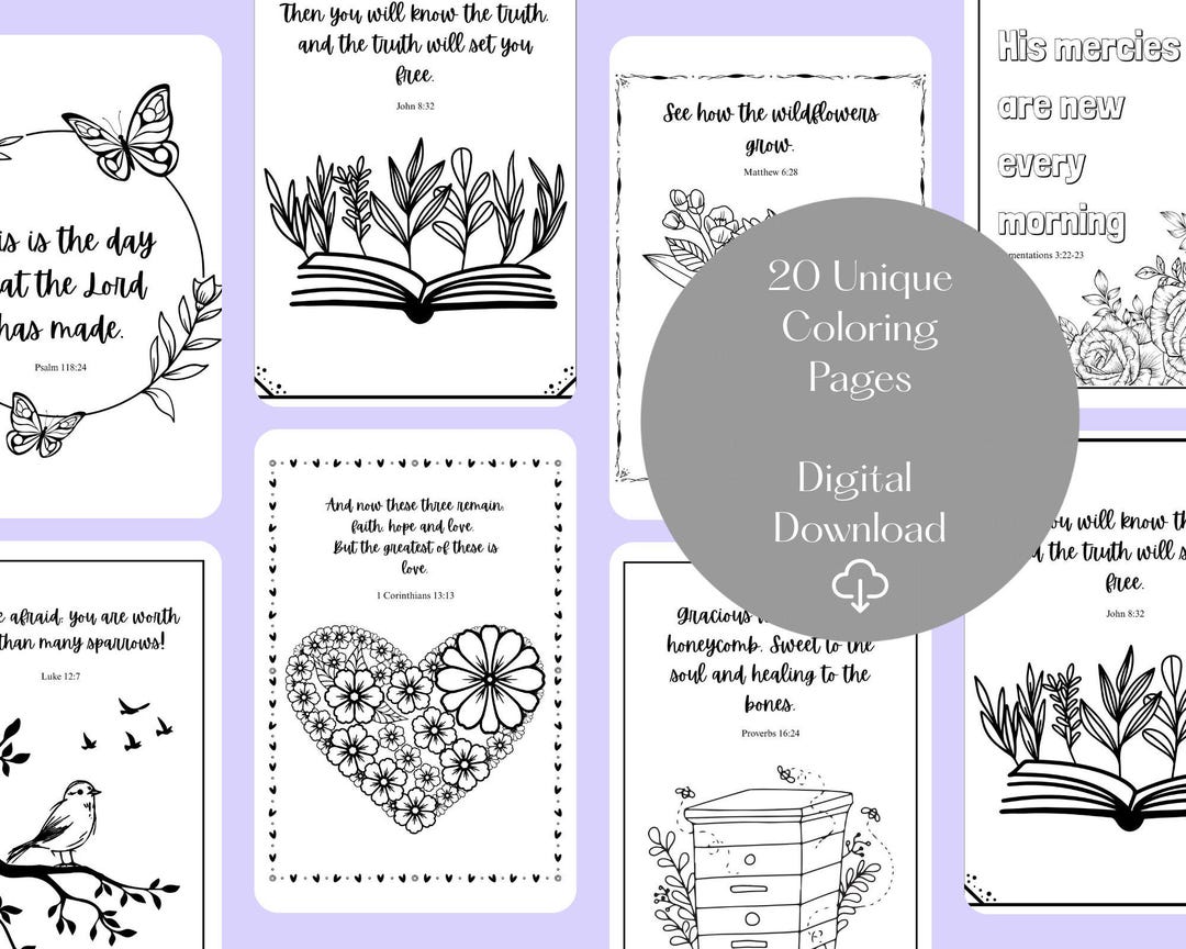 Faith in Color: 20 Scripture Coloring Pages - Etsy