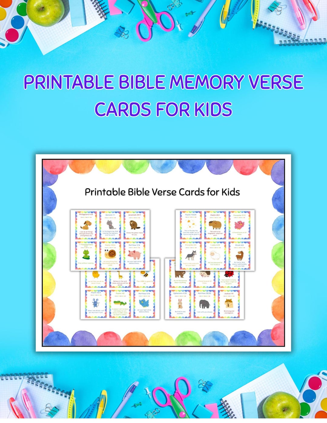 Printable Bible Verse Memorization Cards for Kids - Etsy