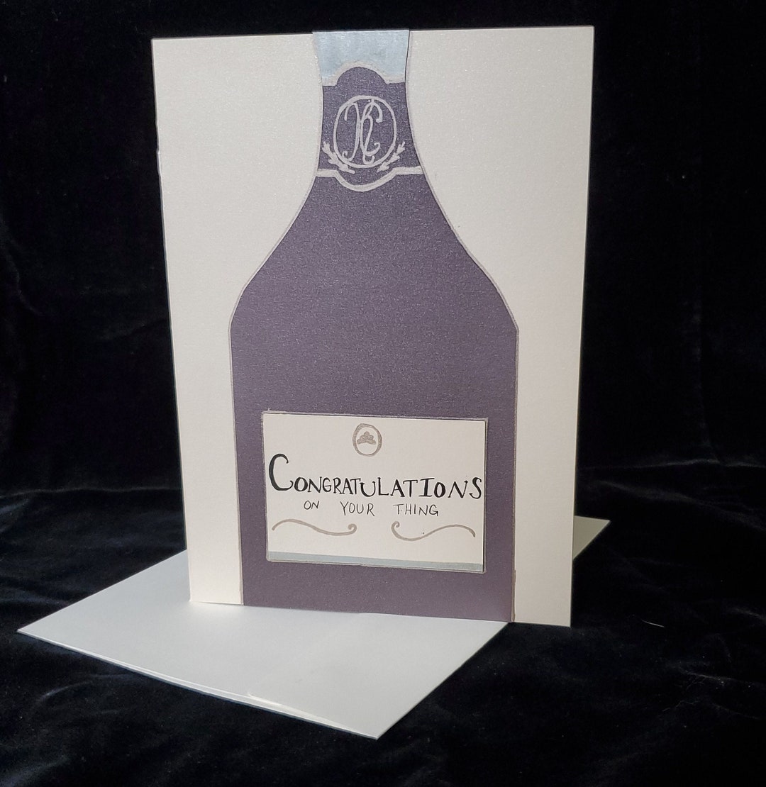 Congratulations on Your Thing Handmade Wine Champagne Greeting Card - Etsy