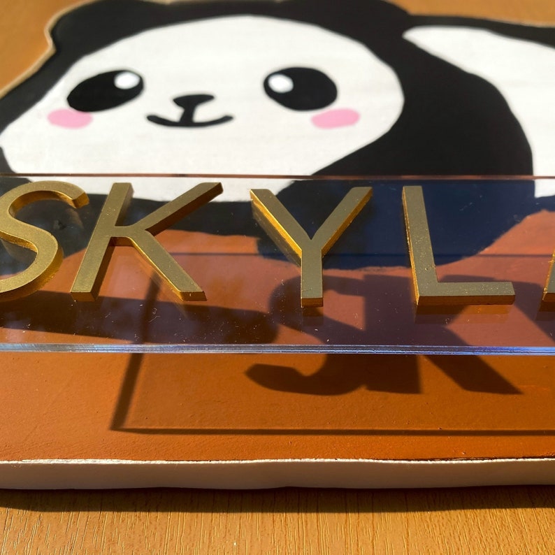 Cute Panda Lover Wooden Name Plate,kawaii Panda Artwork,cute Panda Bear ...
