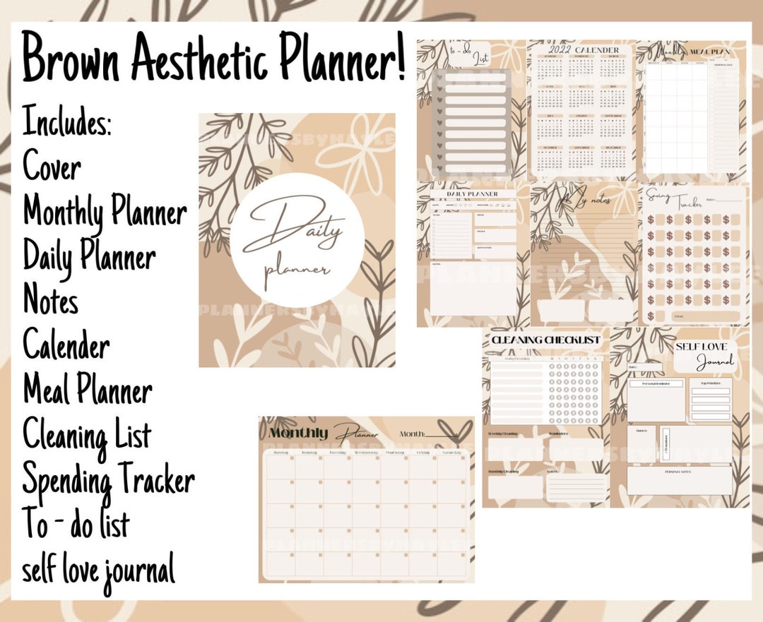 Brown Aesthetic Planner Set, Digital Planner, Goodnotes Planner ...