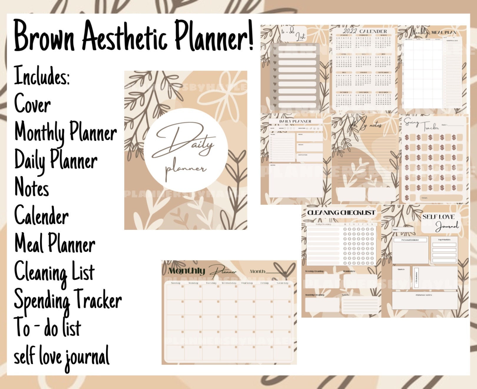 Brown Aesthetic Planner Set, Digital Planner, Goodnotes Planner ...